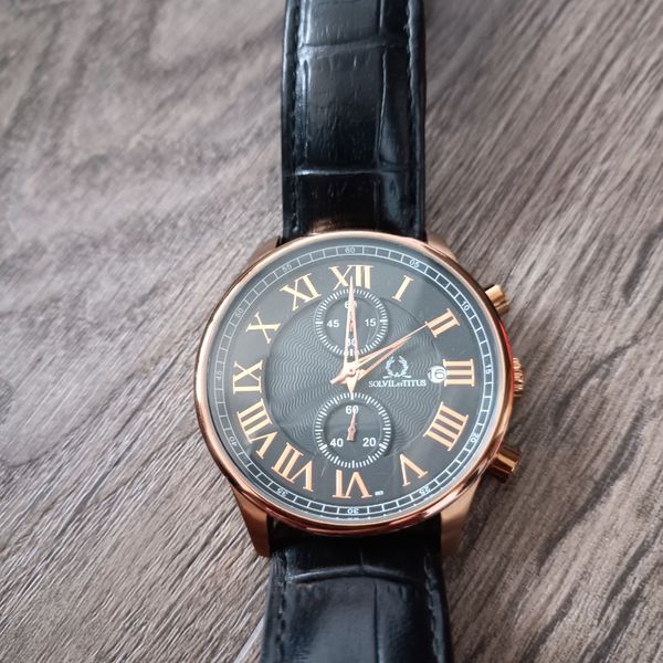 Solvil et Titus rose gold black dial leather watch | WatchCharts ...