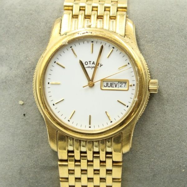 ROTARY Gold Plated Classic Day/Date Quartz Wristwatch Spares/Repairs ...