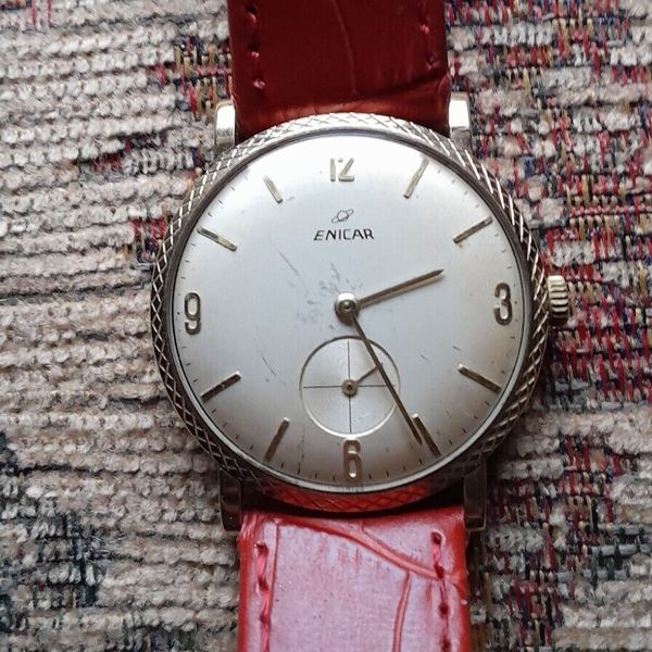 Enicar 9ct Gold Slim Wrist Watch - c 1960`s - Manual Wind - Jewelled ...
