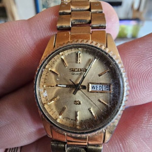 Vintage Seiko SQ Watch Women Gold Tone 3E23-0A60 Date Needs Battery 6 ...