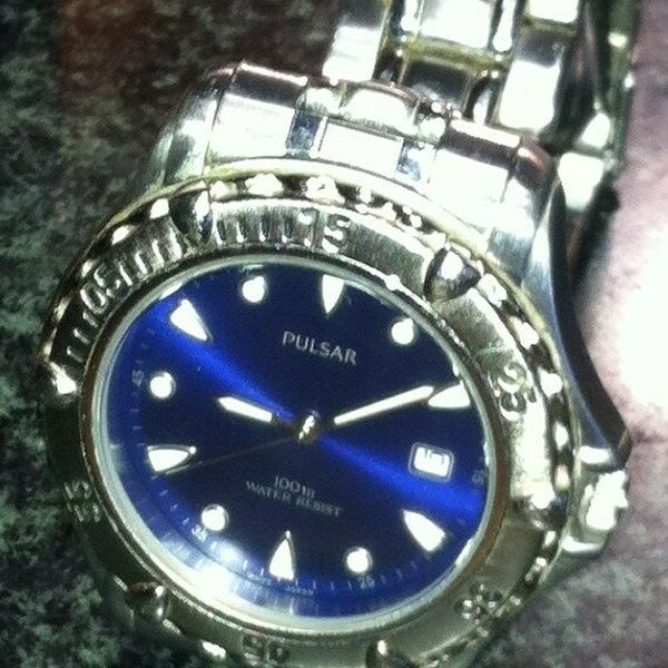 SEIKO (PULSAR) DIVERS WATCH QUARTZ VX32-X136 10 BAR DATE BLACK FACE SS ...