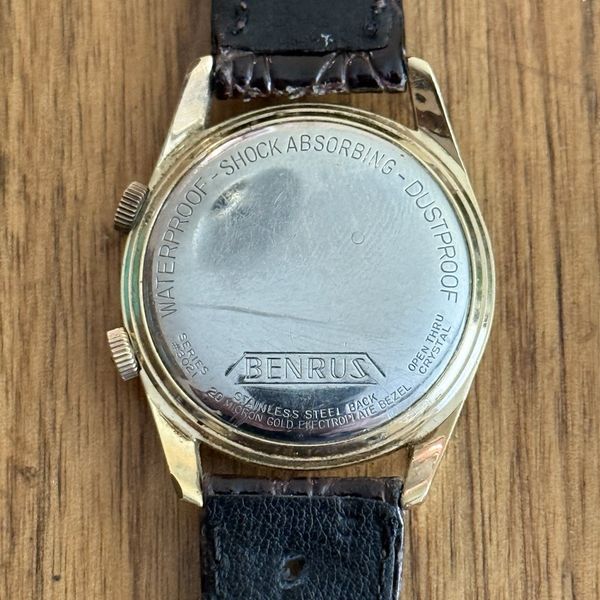 Vintage 1960s Men's Manual Wind Benrus Wrist Alarm Watch with GP Case ...