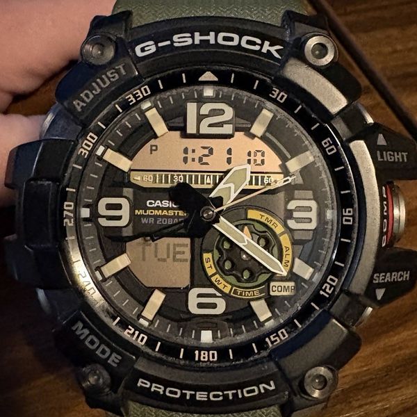 Casio G SHOCK Digital MUDMASTER Twin Sensor Compass Military Green ...