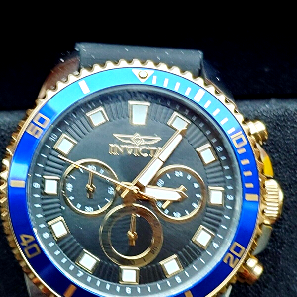 Mint Gents Invicta Pro Diver 46121 Chronograph with Blue Bezel and Gold ...