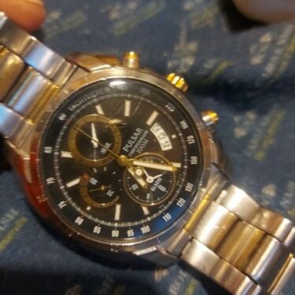 Rare Retro Mens Chunky Heavy Pulsar Chrono Watch Works Good Condition ...