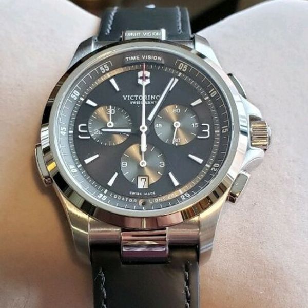 Victorinox Night Vision Watch With 42mm Black Chronograph Face & Black ...
