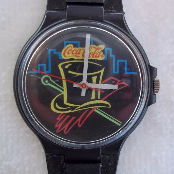 Vintage Swatch Watch Coca Cola Swiss Made Top Hat Gloves Rare ...