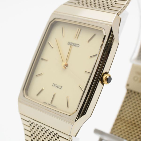 Vintage [MINT] Seiko Dolce 5E61-5A00 Gold Rectangle Quartz Men's Watch JAPAN | WatchCharts ...
