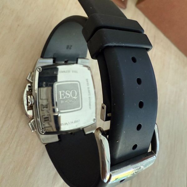 ESQ BY MOVADO Bracer Black Dial Chronograph Rubber Strap Men's Watch ...