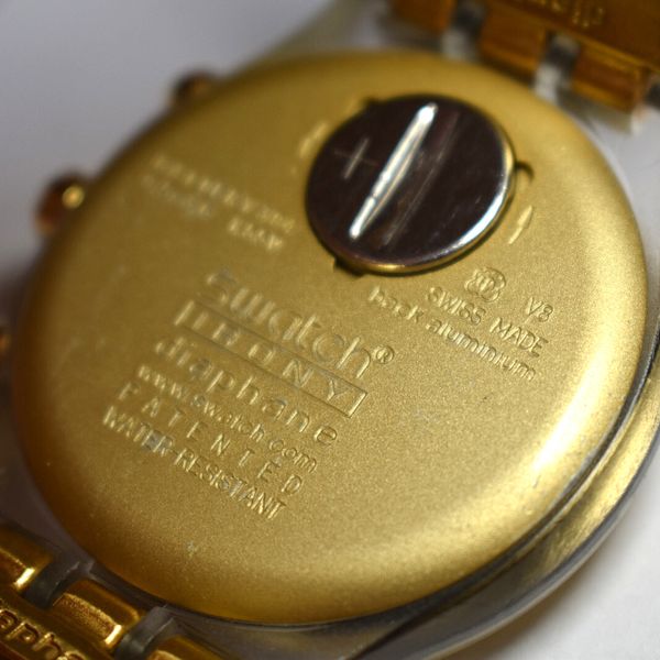 Swatch Irony Diaphane Swiss Women's Gold Chronograph Watch AG 2005 NEW ...