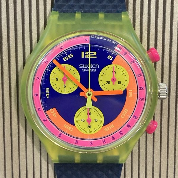 Swatch Watch Chronograph Grand Prix SCJ101 1992 Good Condition Working ...