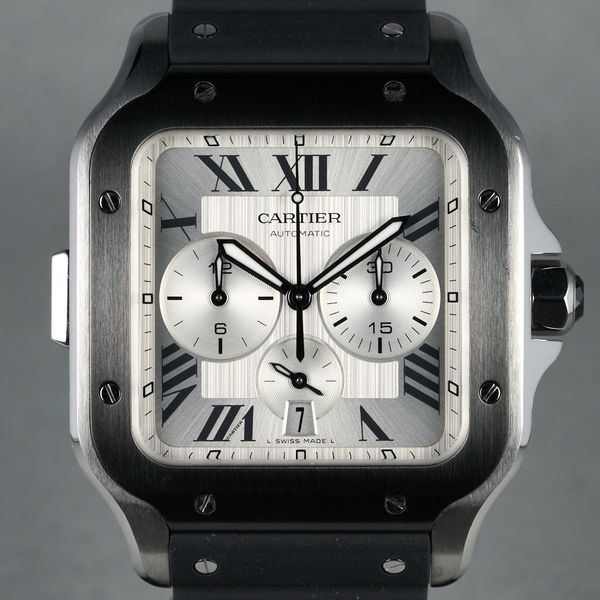 FS: 2023 Cartier Santos XL Chronograph Ref: WSSA0017 DLC Bezel with Box ...