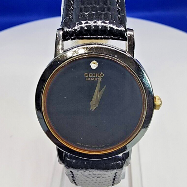 Seiko 1N00-0C99 Watch, Black Dial, Diamond at 12 o'clock Mark, Ultra ...