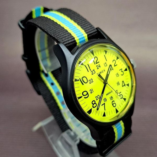 Timex MK1 Menâ s Watch Yellow Dial Aluminum Black INDIGLO 3-Year ...