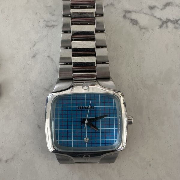 Nixon The Player Stainless Steel Rare Blue Plaid Watch Wristwatch ...