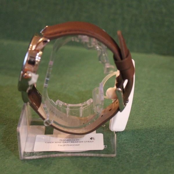 Timex TW2P75900, Men's Easy Reader Brown Leather Watch, Indiglo, Date ...