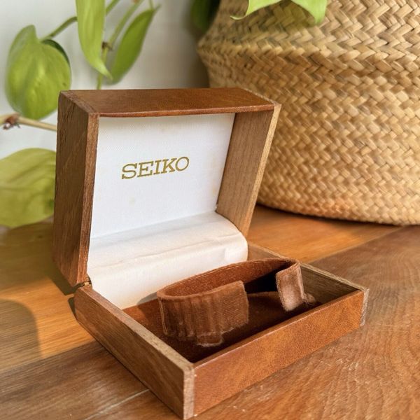 Vintage Seiko watch box - No Watch Included Retro Brown Wood Look 1970s ...