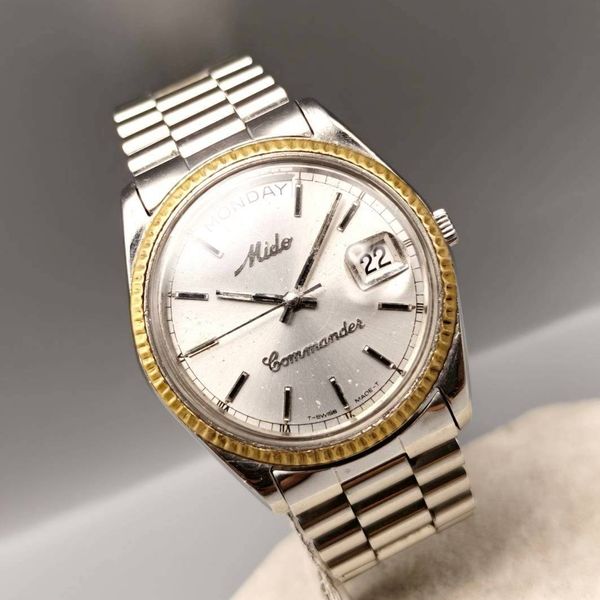 Mido Commander President Day Date 8223 deux tons acier doré automatique ...