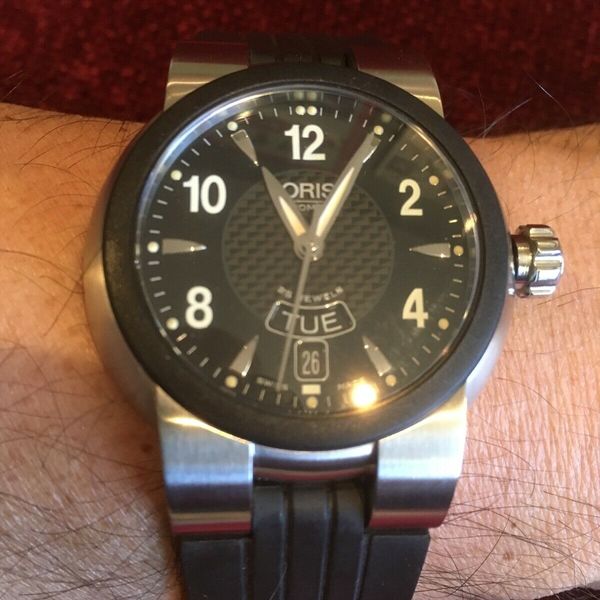 ORIS TT Day Date Black Dial Automatic Rubber Men's 7518 44 Stainless ...