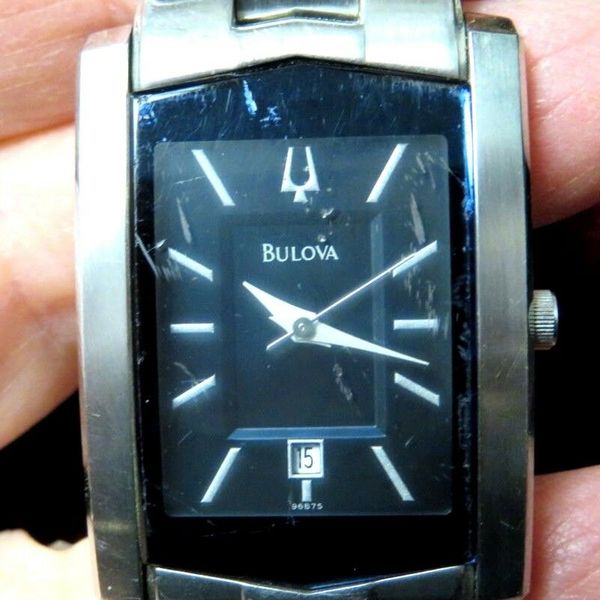 BULOVA ~ MENS ~ WRIST WATCH ~ SILVERTONE W/ BLUE ACCENTS ~ NO.C837295~7 ...