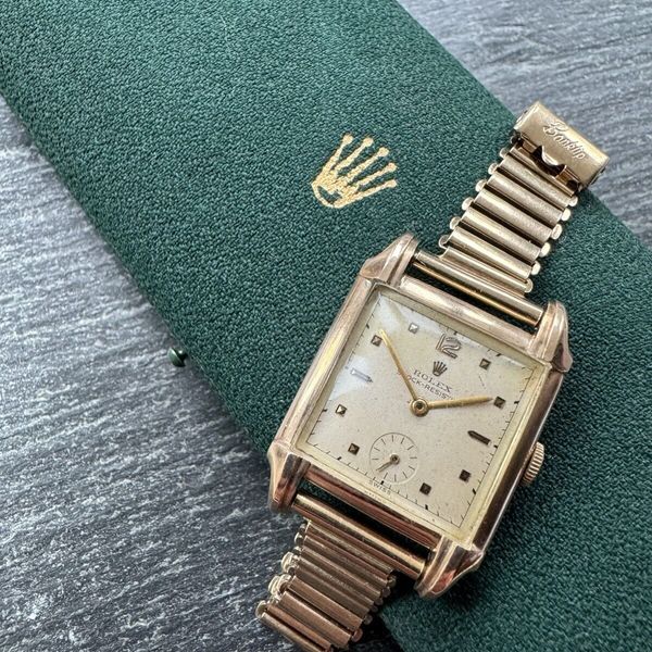 RARE VINTAGE ROLEX PRECISION TANK 9K SOLID GOLD MEN WRISTWATCH REF:4533 ...