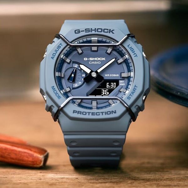 Casio G-Shock GA-2100PT-2A Blue Dial Blue with Bumper Carbon Case Men's ...