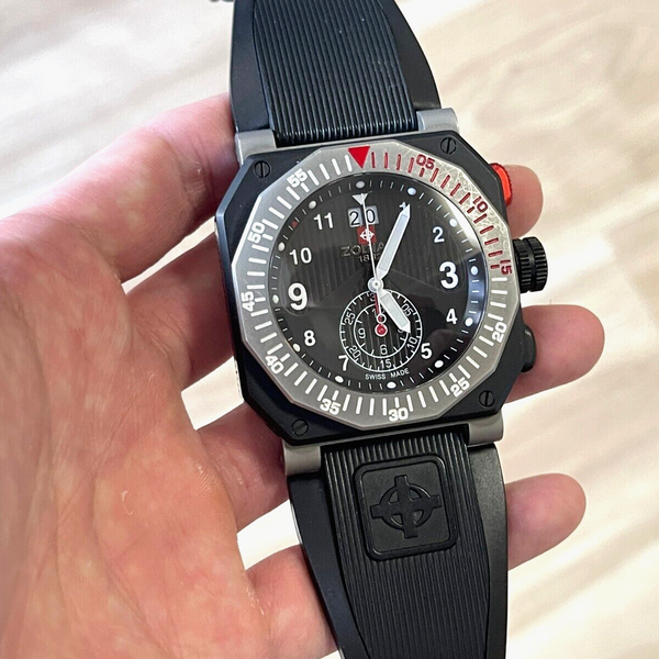 Zodiac ZMX-01 Chronograph Quartz GMT Watch Black 100 Meters ZO8500 ...