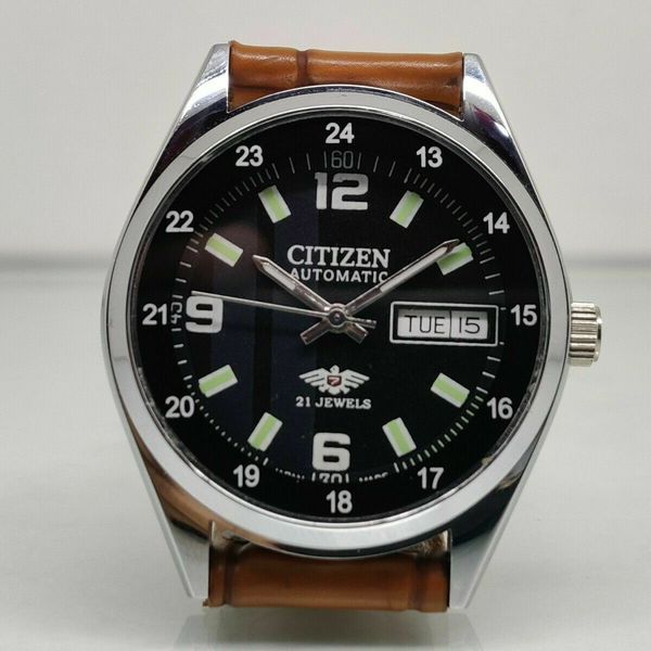 Vintage Citizen Automatic Day Date Black Color Dial Men's Wrist Watch ...