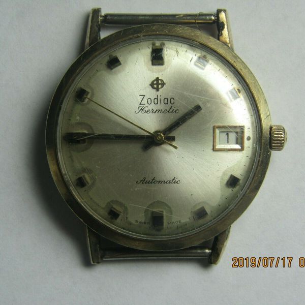 Vintage Men's Zodiac Hermetic Automatic watch 10K gold filled parts ...