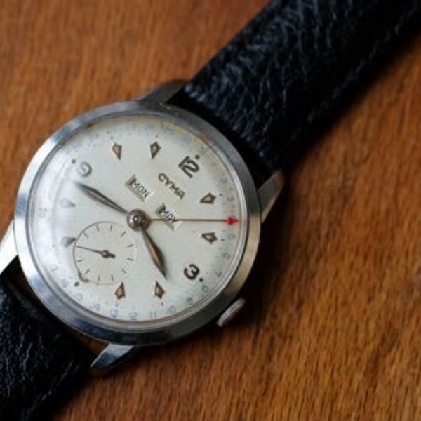 Steel Cyma Cymaflex Triple Date Ref . 2 . 6101 / 880 Cal 455 SERVICED ...