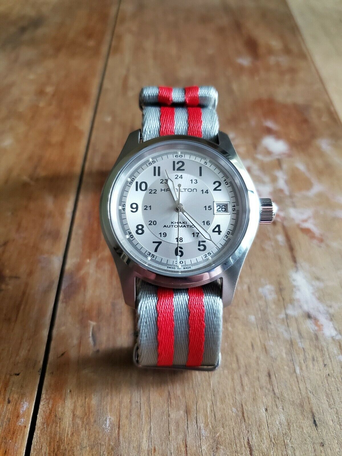 FS: HAMILTON KHAKI FIELD AUTO - 38MM - SILVER DIAL - 2 STRAPS ...