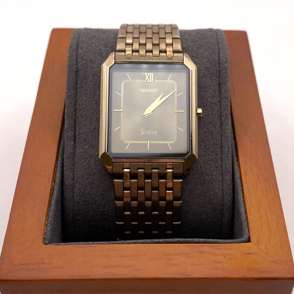 [w044] Seiko Dolce Watch 8N40-5050 Mens Quartz Gold Black Working F/S ...