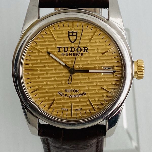 Tudor Glamour Geneve 55000 automatic menâ s watch 18K gold crown ...