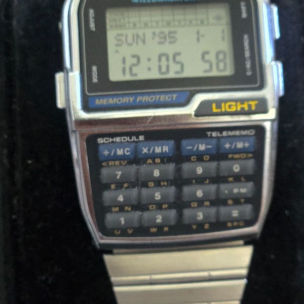 CASIO DBC-1500 Data Bank 150 Digital Calculator Watch Silver New batt ...