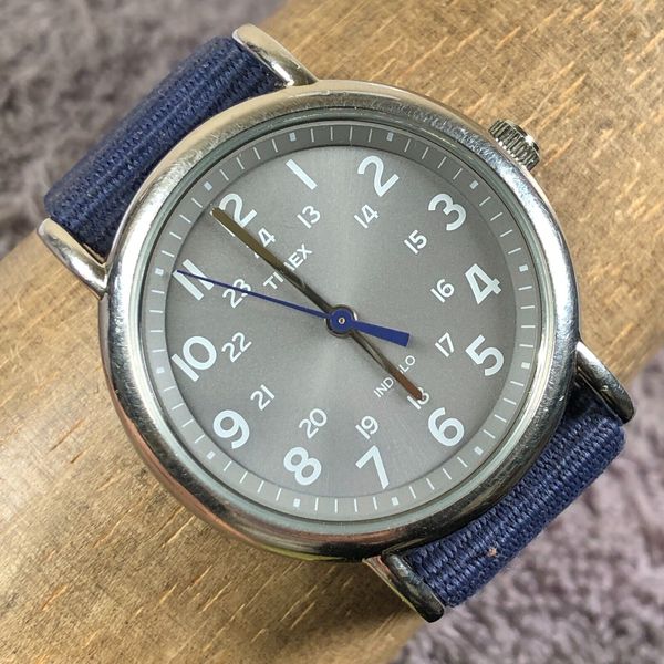 Timex Weekender Men Indiglo Blue Nylon Round 38mm Quartz Analog Watch 7 ...