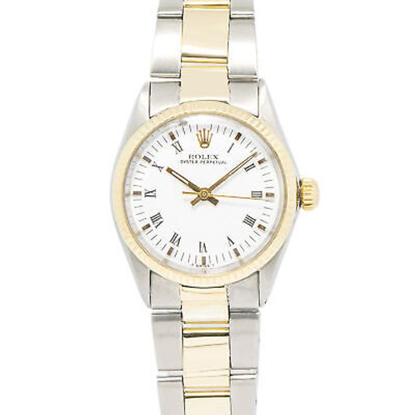 Rolex Oyster Perpetual 6551 Yellow Gold Two Tone White Dial Automatic ...