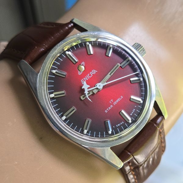 Vintage ENICAR Ocean Pearl men's manual wind watch Shark second hand ...