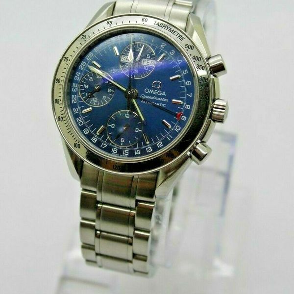 Omega Speedmaster Chronograph Navy Blue Dial Men's Automatic Triple ...
