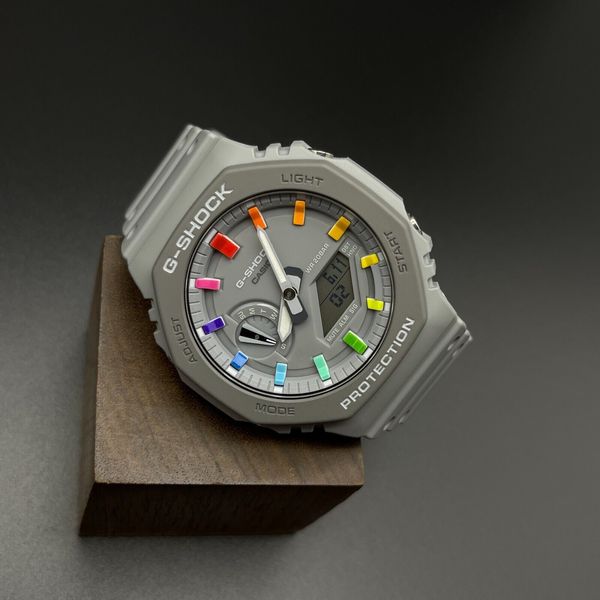Custom Made MODS Rainbow Casioak Watch GA2110ET-8A MOD Gray Casio G ...