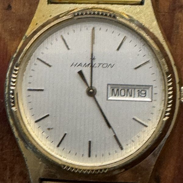 Vintage Hamilton Day Date Quartz Gold Tone Menâ s Wristwatch and Flex Band - 8640 | WatchCharts ...