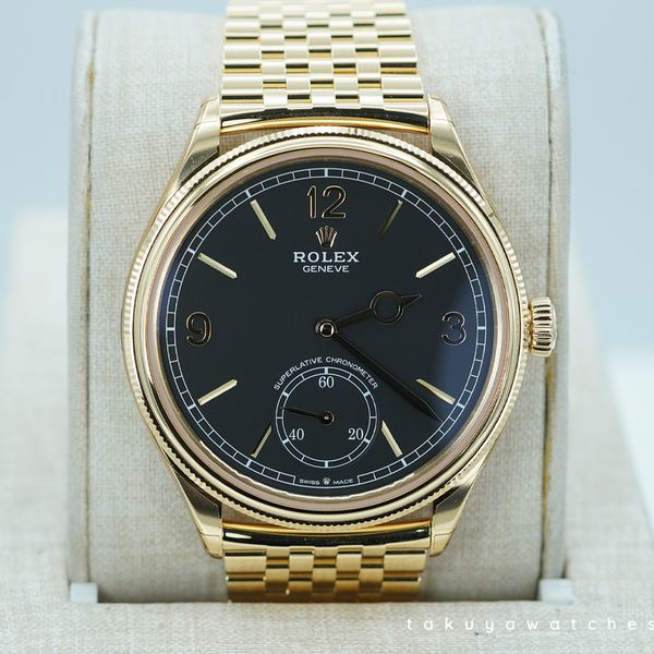 FSOT:BNIB Rolex 52508 PERPETUAL 1908 YELLOW GOLD BLACK DIAL SETTIMO ...