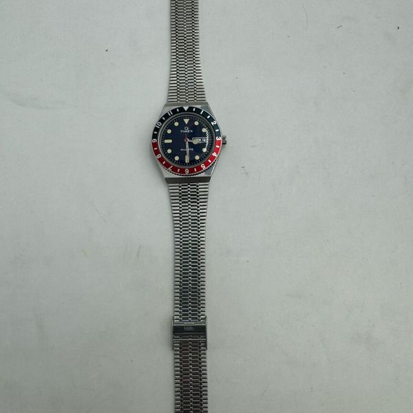 Timex Q Reissue 38mm Stainless Steel Bracelet Watch Blue/Red ...