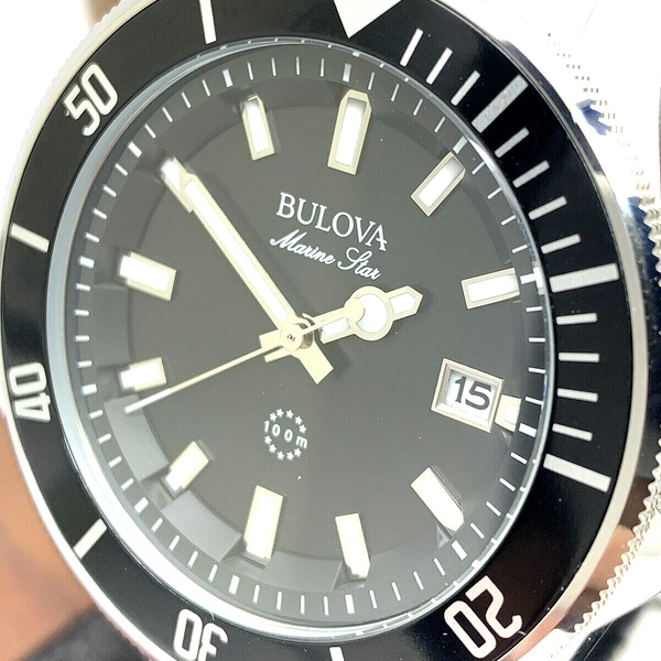 Bulova Men's Watch 98B203 Marine Star Black Dial Quartz Stainless Steel ...