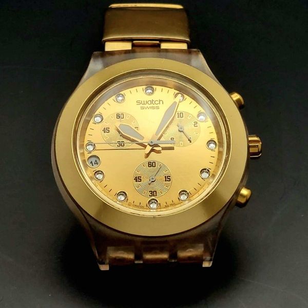 Swatch Irony Diaphane Chronograph Gold Dial Date Swiss-Made Gent's Watch | WatchCharts Marketplace