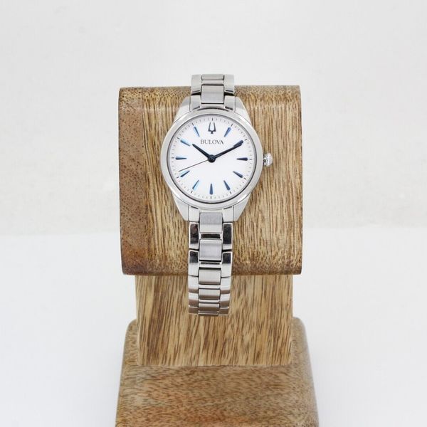 Bulova Sutton White Dial Blue Dial Markers Stainless Watch With 28mm ...