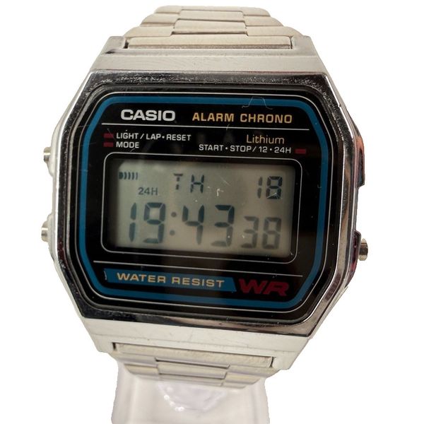 Casio A158W Digital Alarm Chrono Quartz Stainless Steel Bracelet Watch ...
