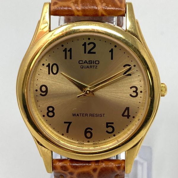 Casio Watch Men 35mm Gold Tone Brown Leather 1330 MTP-1093 WR New ...