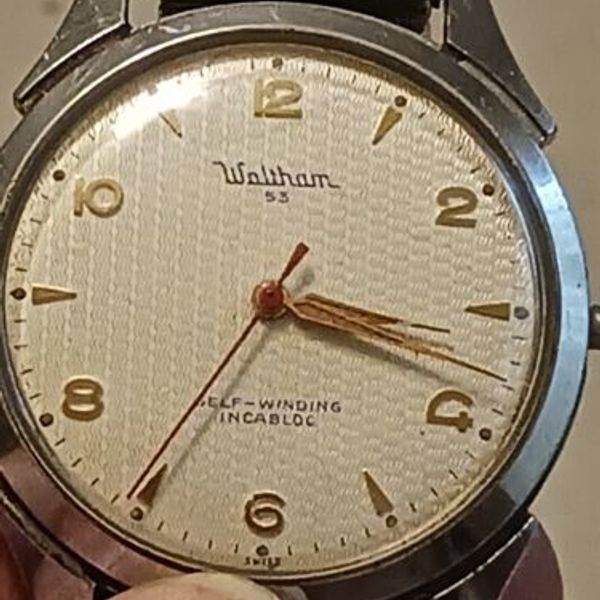 VINTAGE MEN'S WALTHAM 53 JEWELS AUTOMATIC WATCH RUNNING LINEN DIAL ...