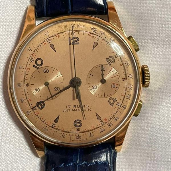 1940s 18k Rose Gold Landeron 48 Chronograph | WatchCharts Marketplace