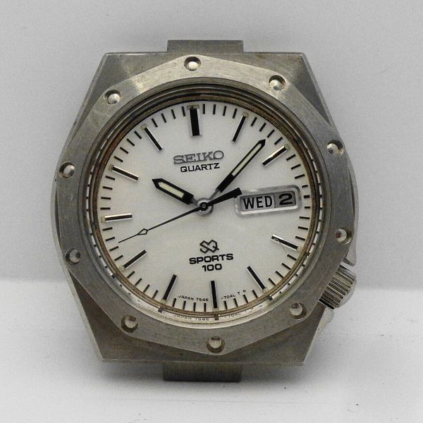 Men's Seiko SQ Sports 100 Stainless Quartz Wristwatch Day/Date #7546-703H Parts | WatchCharts ...